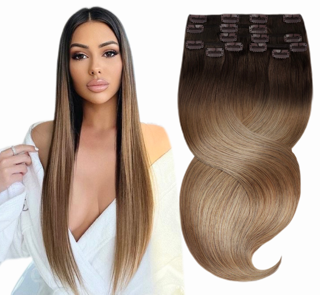 Mini Set Clip-On Ombre #2 #8n - Extensii Par Natural Oskar